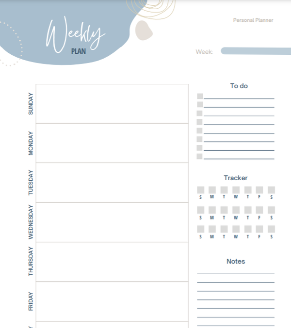 Personal Weekly Planner Tracker - Happy Healthy Women