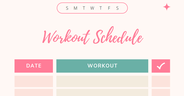 Workout Schedule & Planner Printable Template - Happy Healthy Women